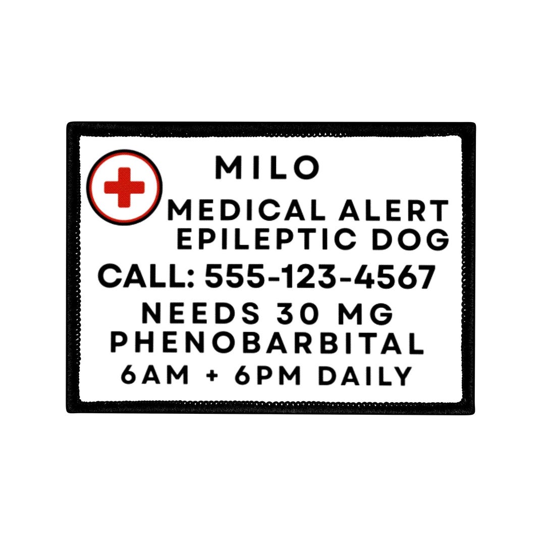 Custom Dog Medical Alert Patch: Iron-on/sew-on Pet ID, Emergency Safety ...