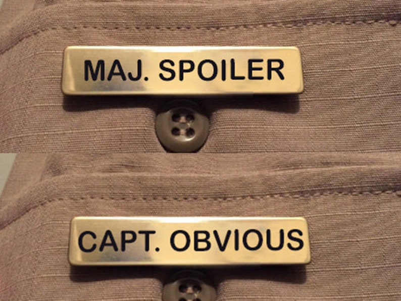 Major Spoiler Captain Obvious Brass Name Badge - Cosplay Halloween ...