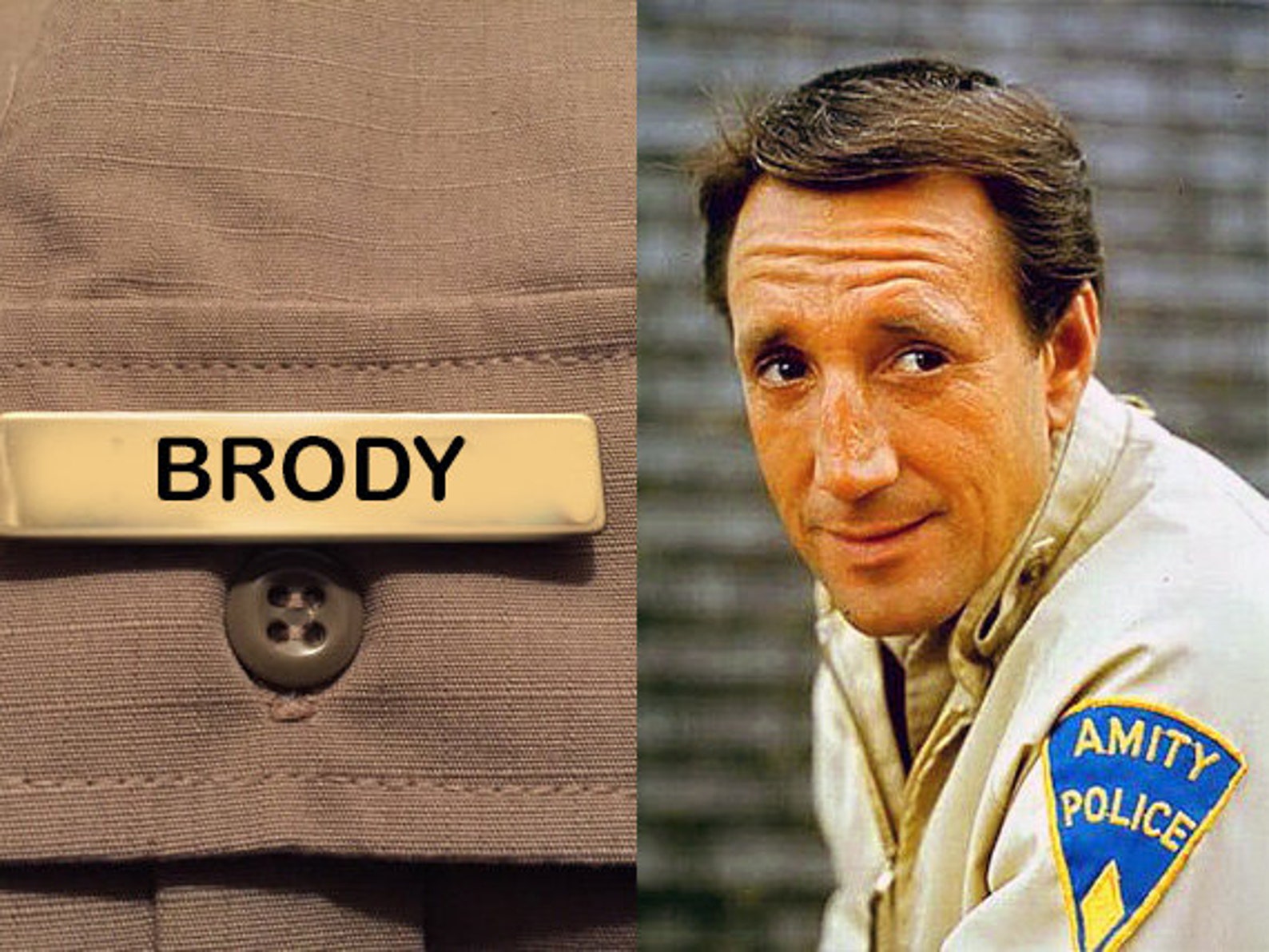 JAWS Police Chief Martin Brody Name Badge Brass Metal Halloween Cosplay ...