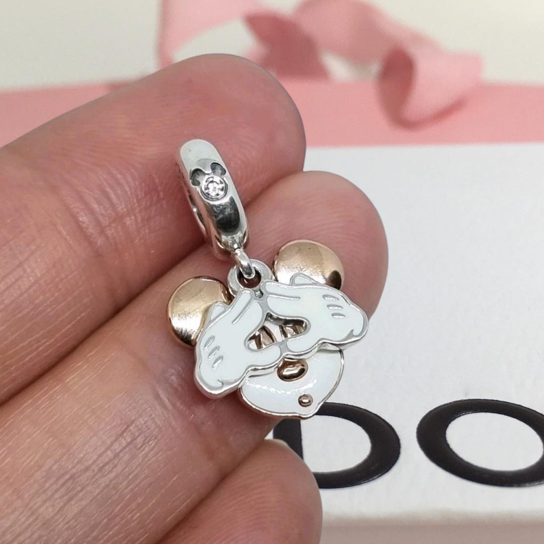 Mickey Mouse Double Dangle Charm, 925 Sterling Silver, Charm for ...