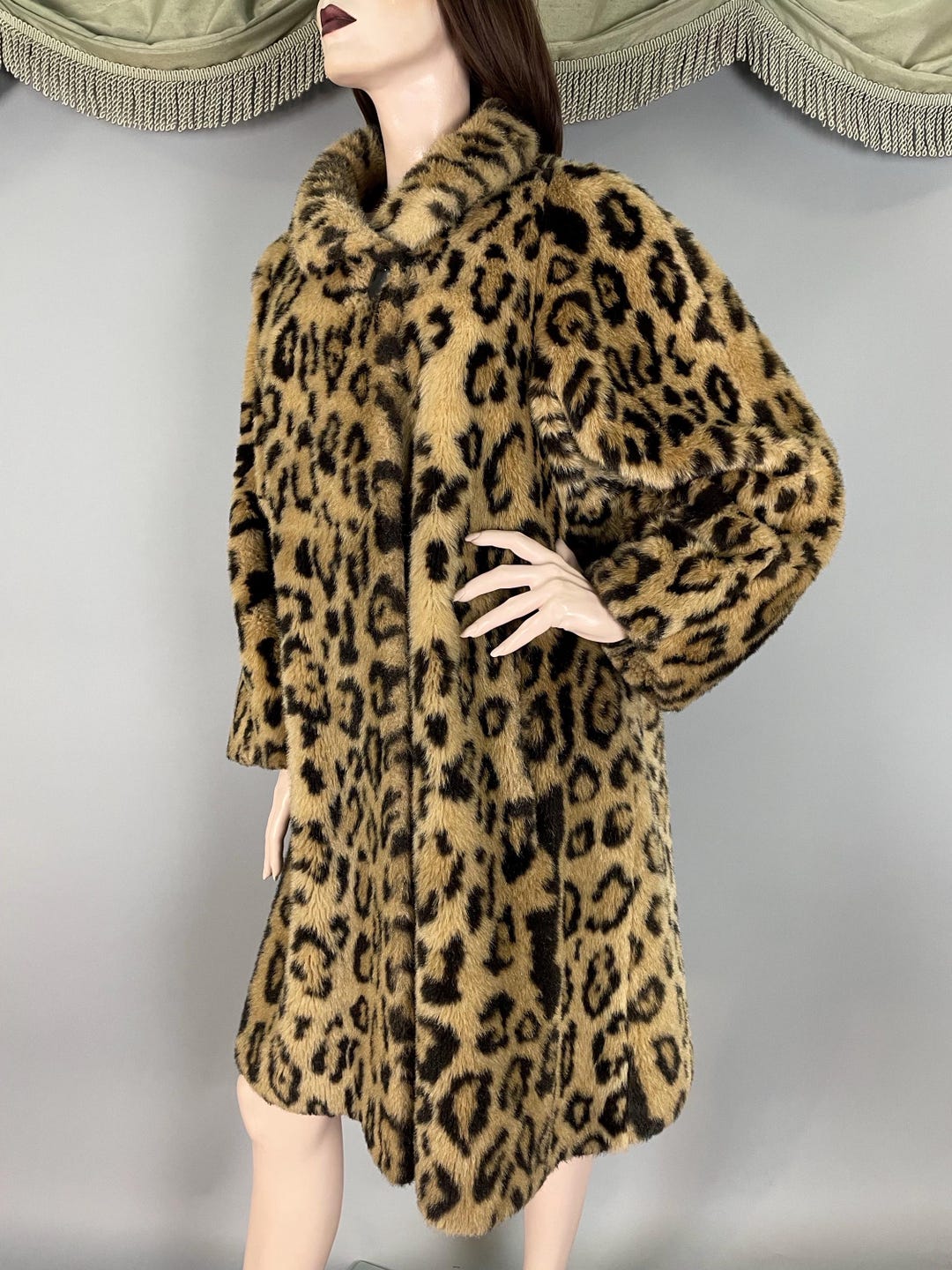 1980s Coat Vintage 80s LEOPARD PRINT PLUSH Faux Fur Teddy Bear Swing - Etsy