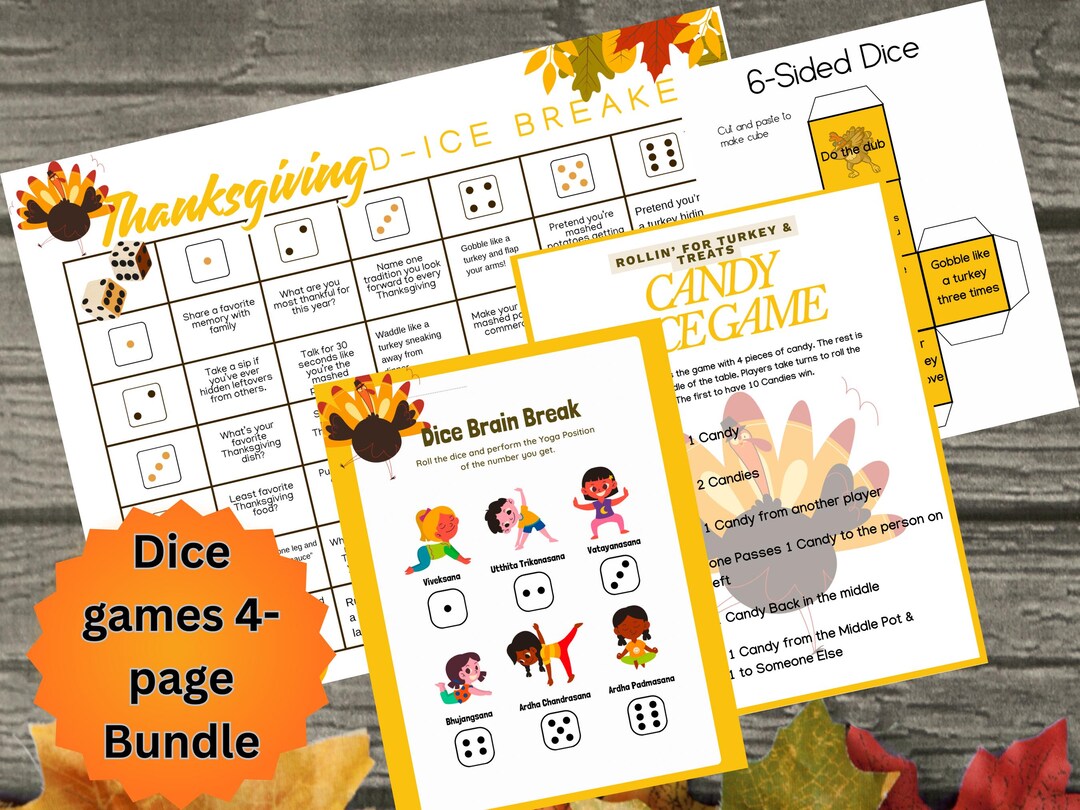 Thanksgiving Dice Game Bundle: Family & Classroom Activities (printable ...