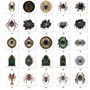 Gothic Spiders Clipart Bundle – 67 Vintage Spider PNG Designs (digital ...