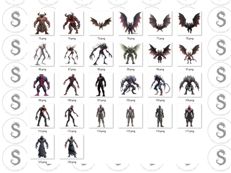 Demonic Creatures Clipart Bundle: Dnd Monster Art + Digital Papers - Etsy