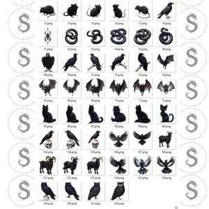Gothic Animals Watercolor Clipart Bundle – Bats, Cats, Crows, Ravens ...
