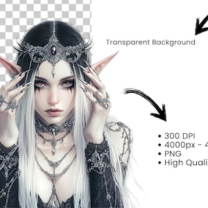 Gothic Elves Clipart Bundle – 77 Dark Fantasy Pngs of Dark Elves ...