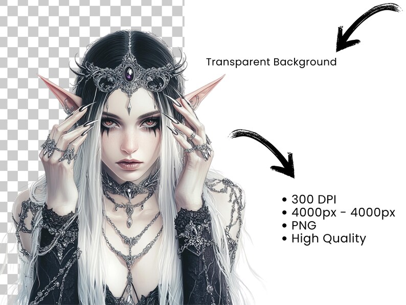 Gothic Elves Clipart Bundle – 77 Dark Fantasy Pngs (digital Download ...