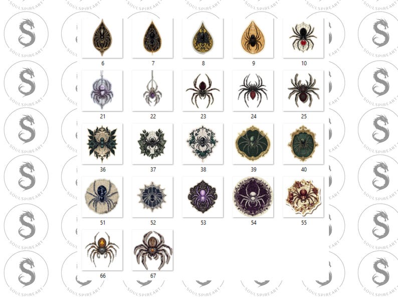 Gothic Spiders Clipart Bundle – 67 PNG Sticker Designs, Dark Gothic ...