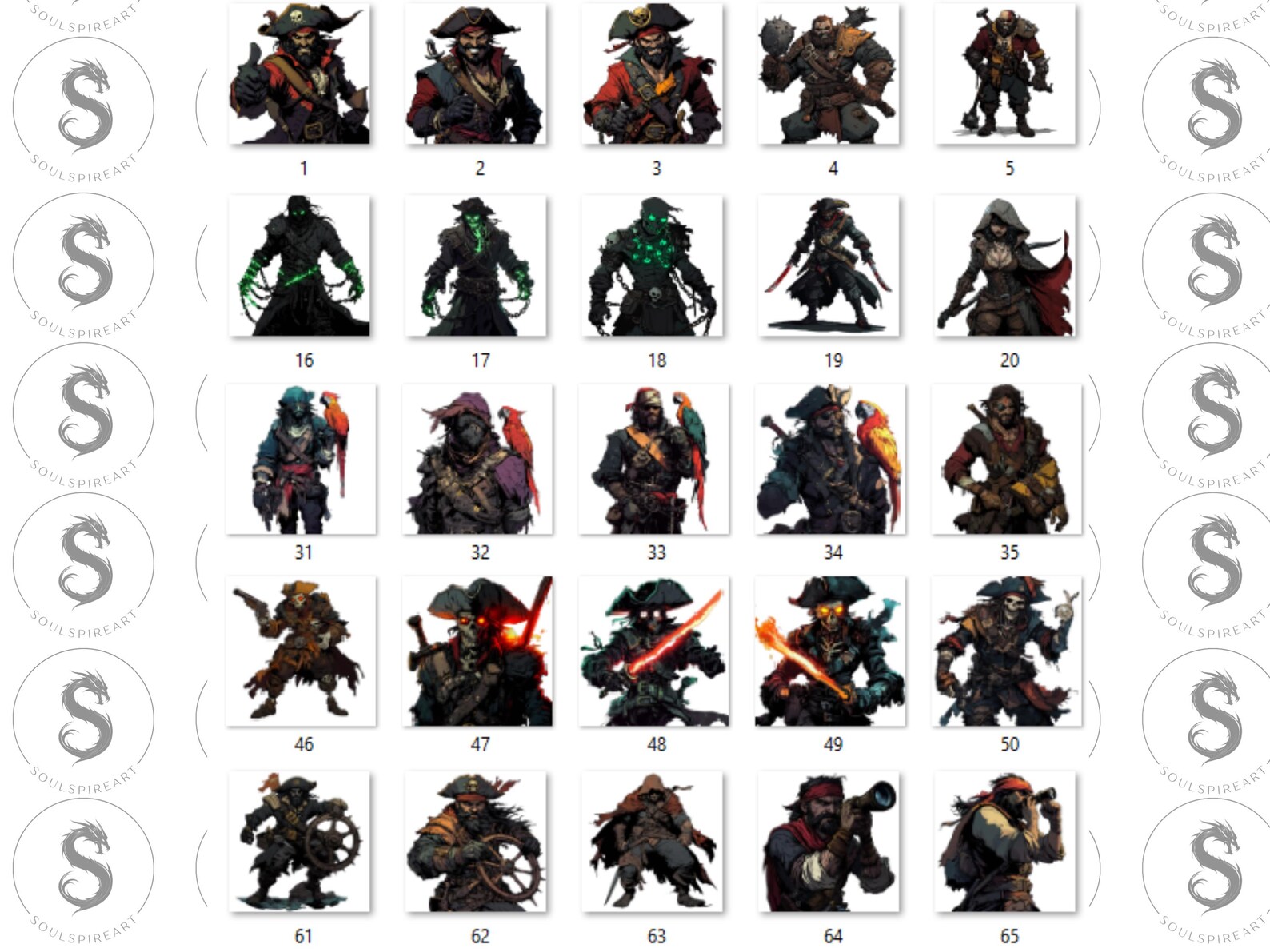 Raider Pirates Watercolor Clipart Bundle – 71 Dark Pirate Illustrations ...