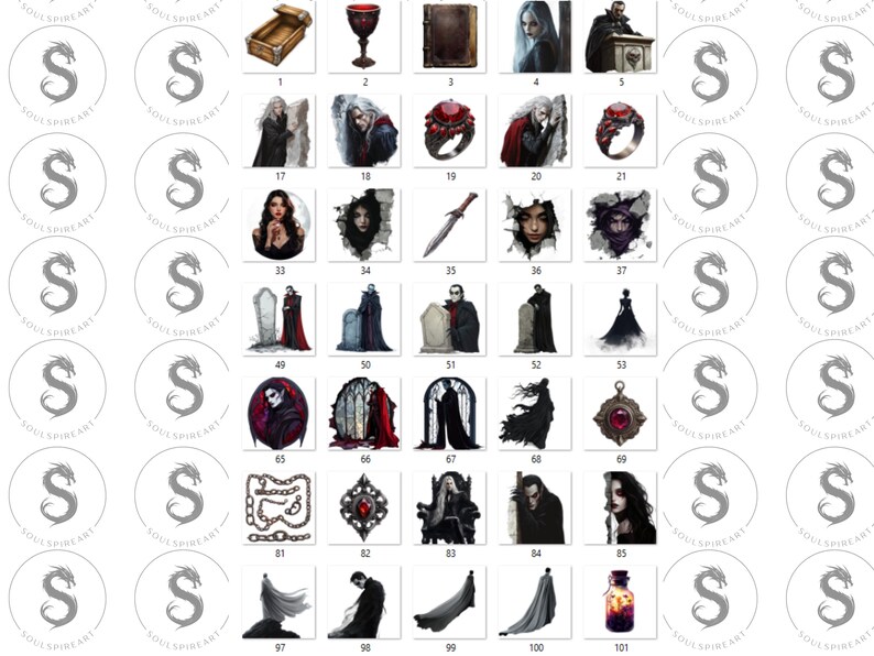 Ethereal Vampires Watercolor Clipart Bundle – 168 PNG Gothic Vampire ...
