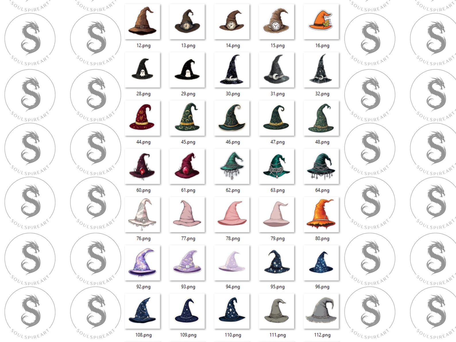 Witch Hats Clipart Bundle – 165 Gothic Witchy Stickers, Magic Hat PNG ...