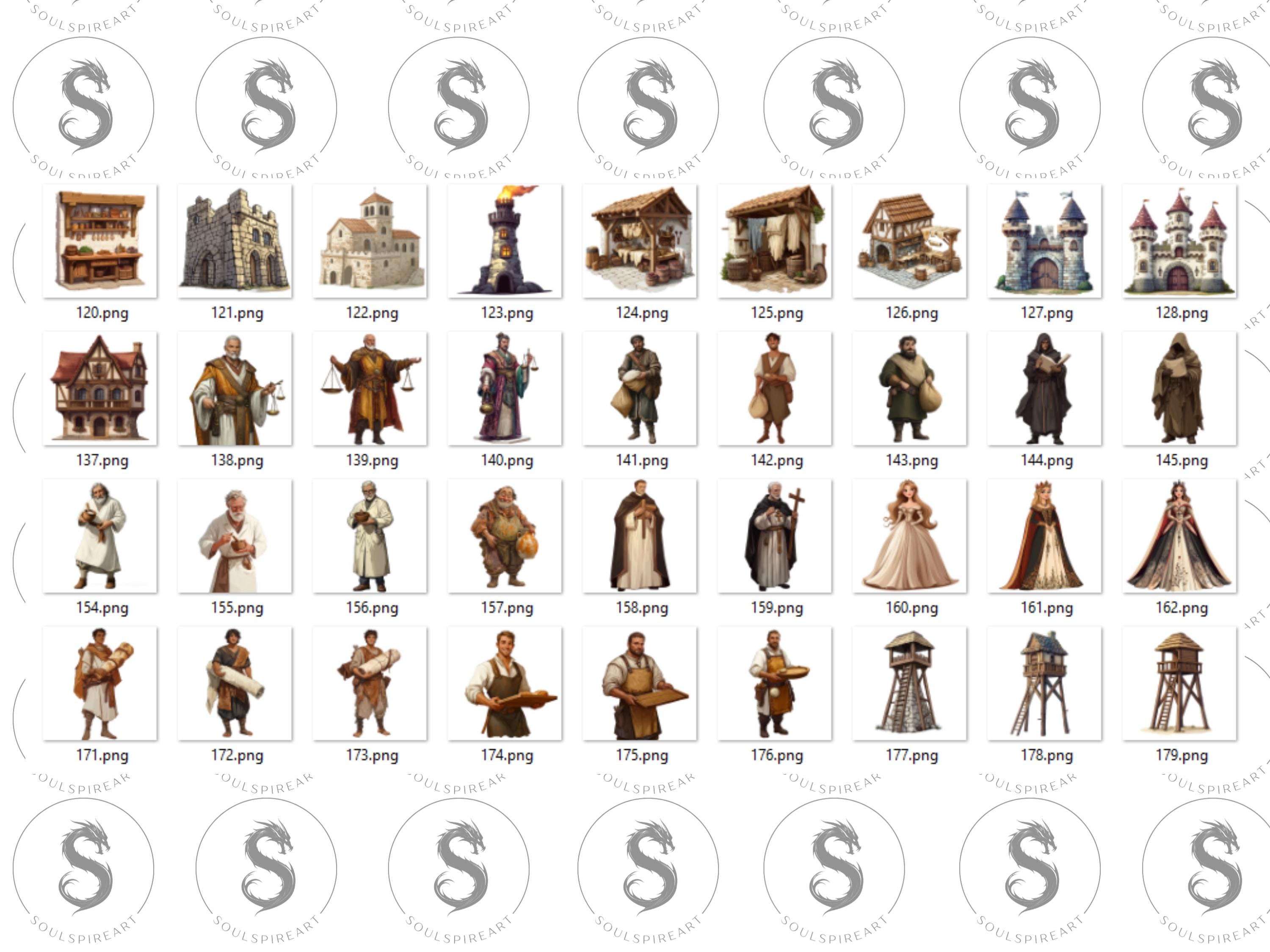 Medieval Life Watercolor Clipart Bundle – Medieval Buildings ...