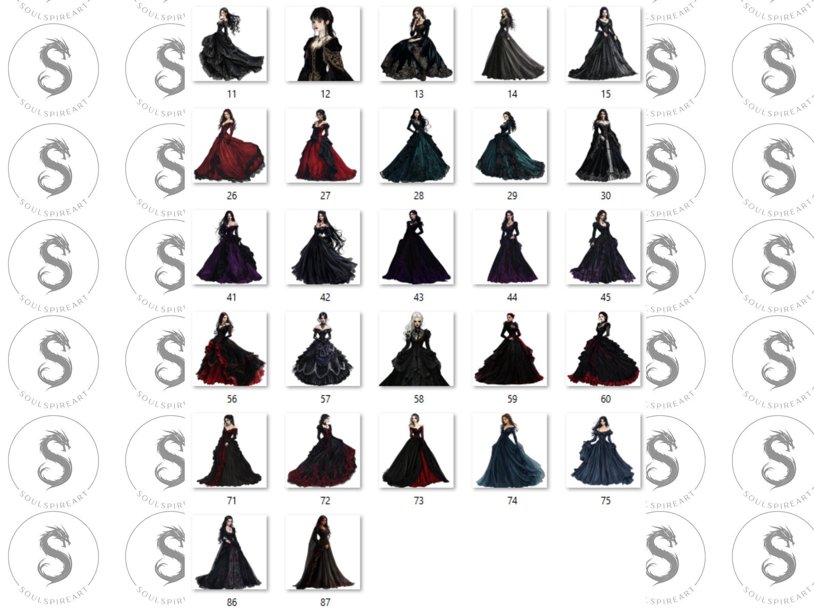 Gothic Princess Watercolor Clipart – Dark Fantasy Illustrations (PNG ...