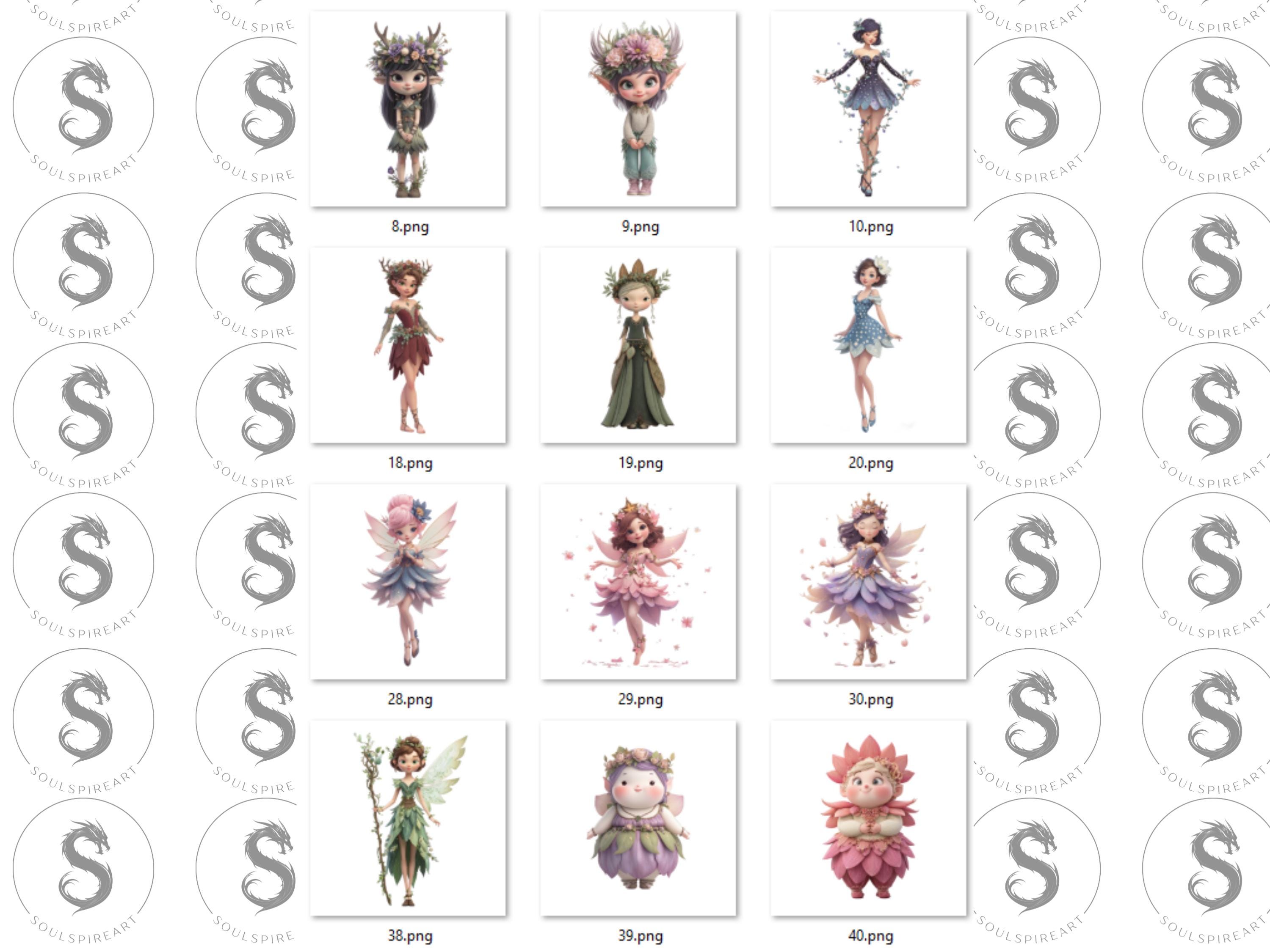 Cute Cartoon Nymphs Clipart Bundle – 40 Pngs + 44 Free Papers ...