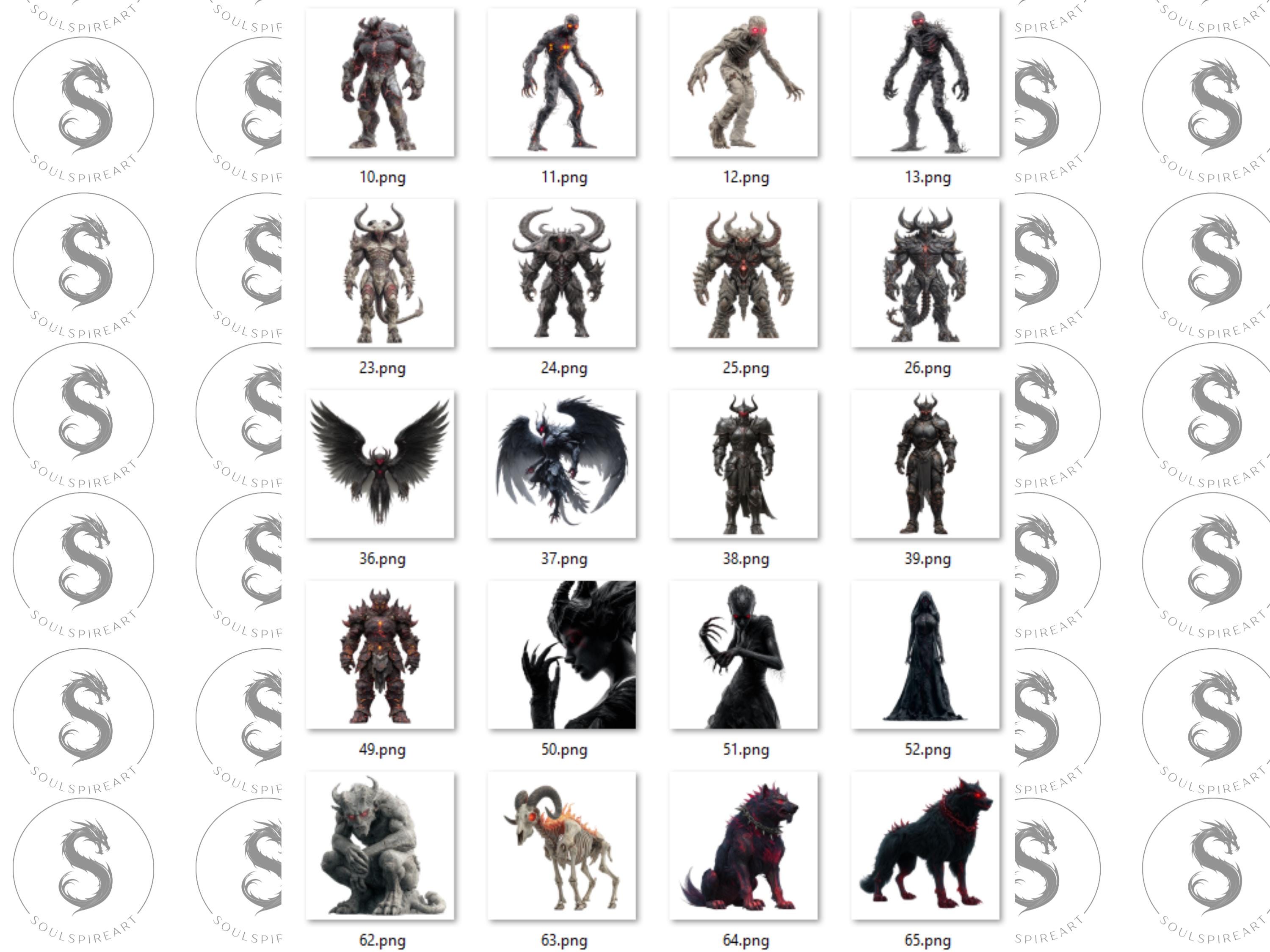 Demonic Creatures Clipart Bundle: Dnd Monster Art + Digital Papers - Etsy