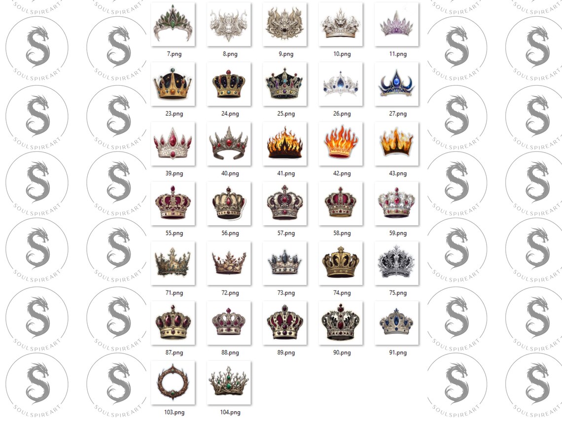 Crown Stickers Clipart Bundle – 104 Pngs of Gothic, Royal and Fantasy ...