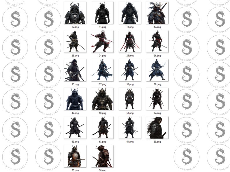 Dark Samurai Warrior Clipart Bundle – Feudal Japan Art (76 PNG Images ...