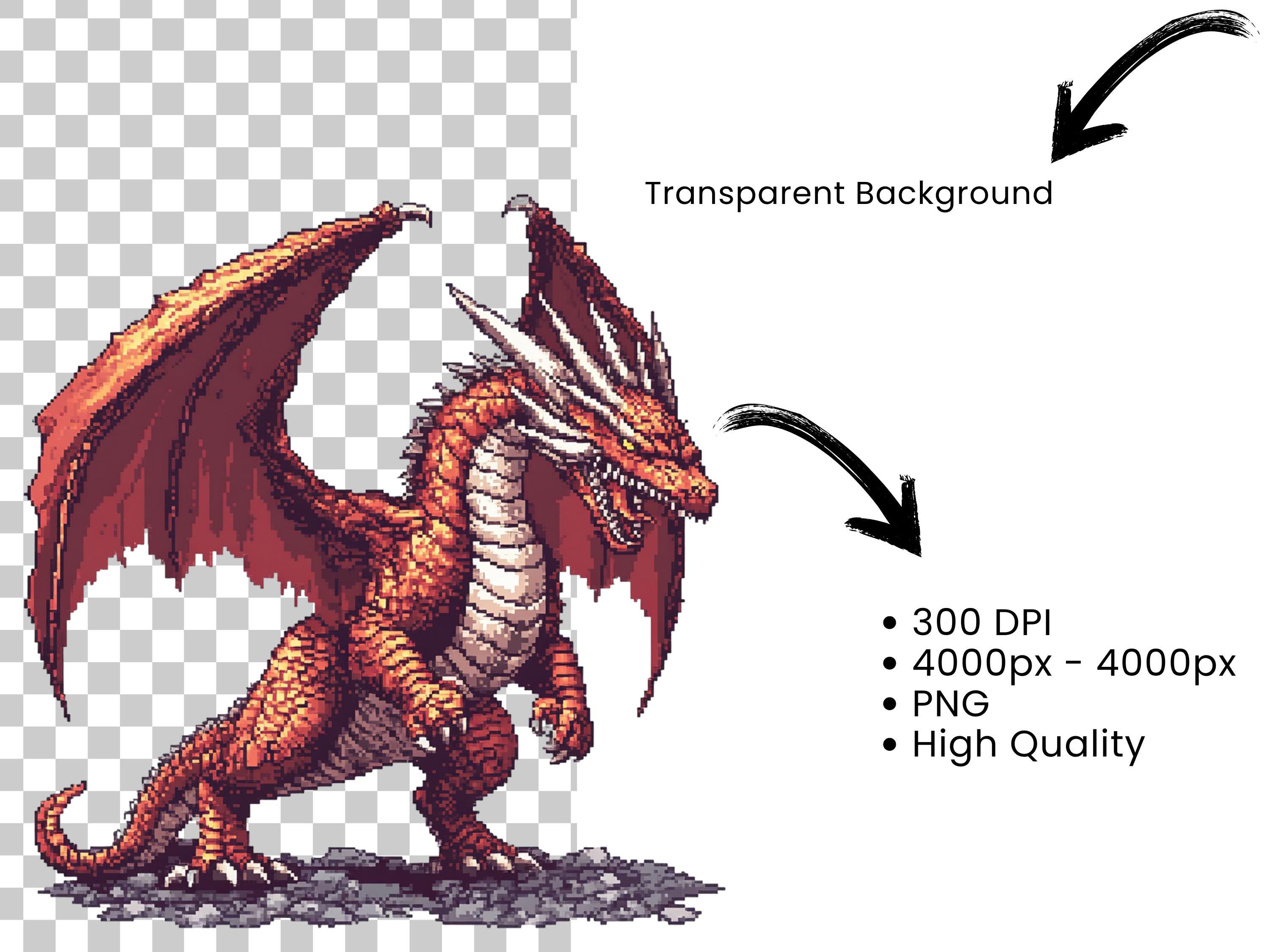 Pixel Dragons Clipart Bundle – 75 Unique Pixel Art Dragon Graphics ...