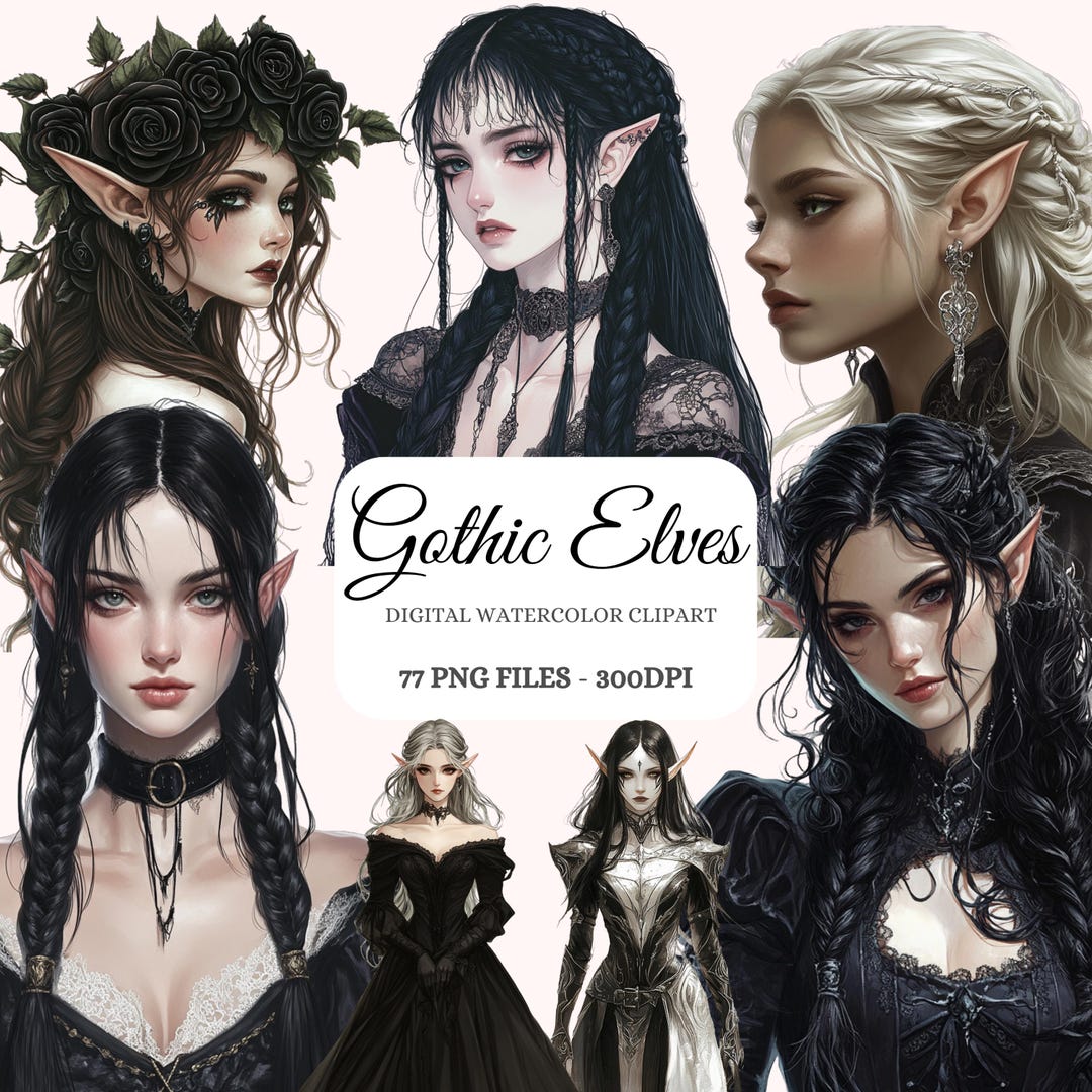 Gothic Elves Clipart Bundle – 77 Dark Fantasy Pngs (digital Download ...