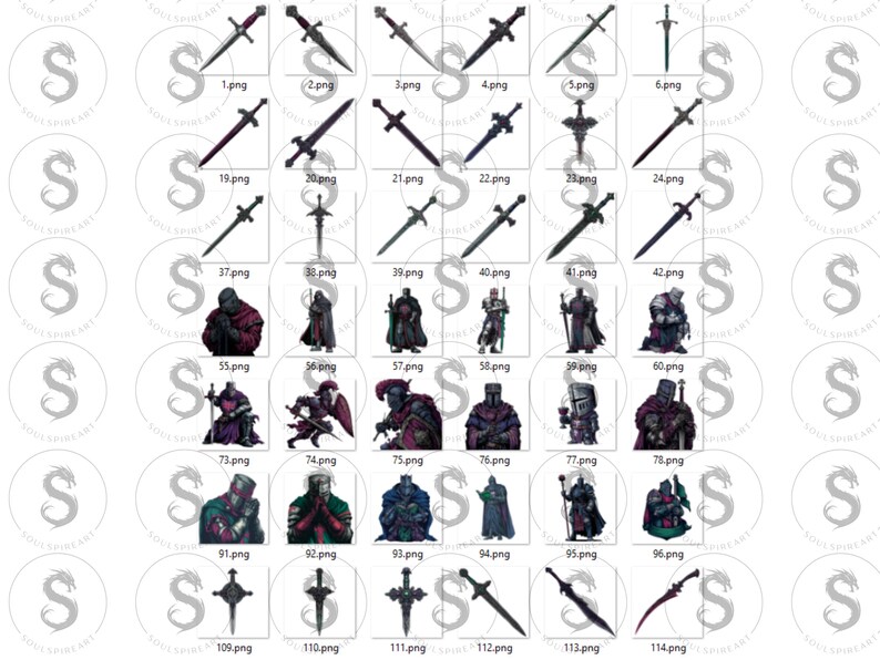 Gothic Templar Knights Clipart, Medieval Sword PNG Bundle, Printable ...
