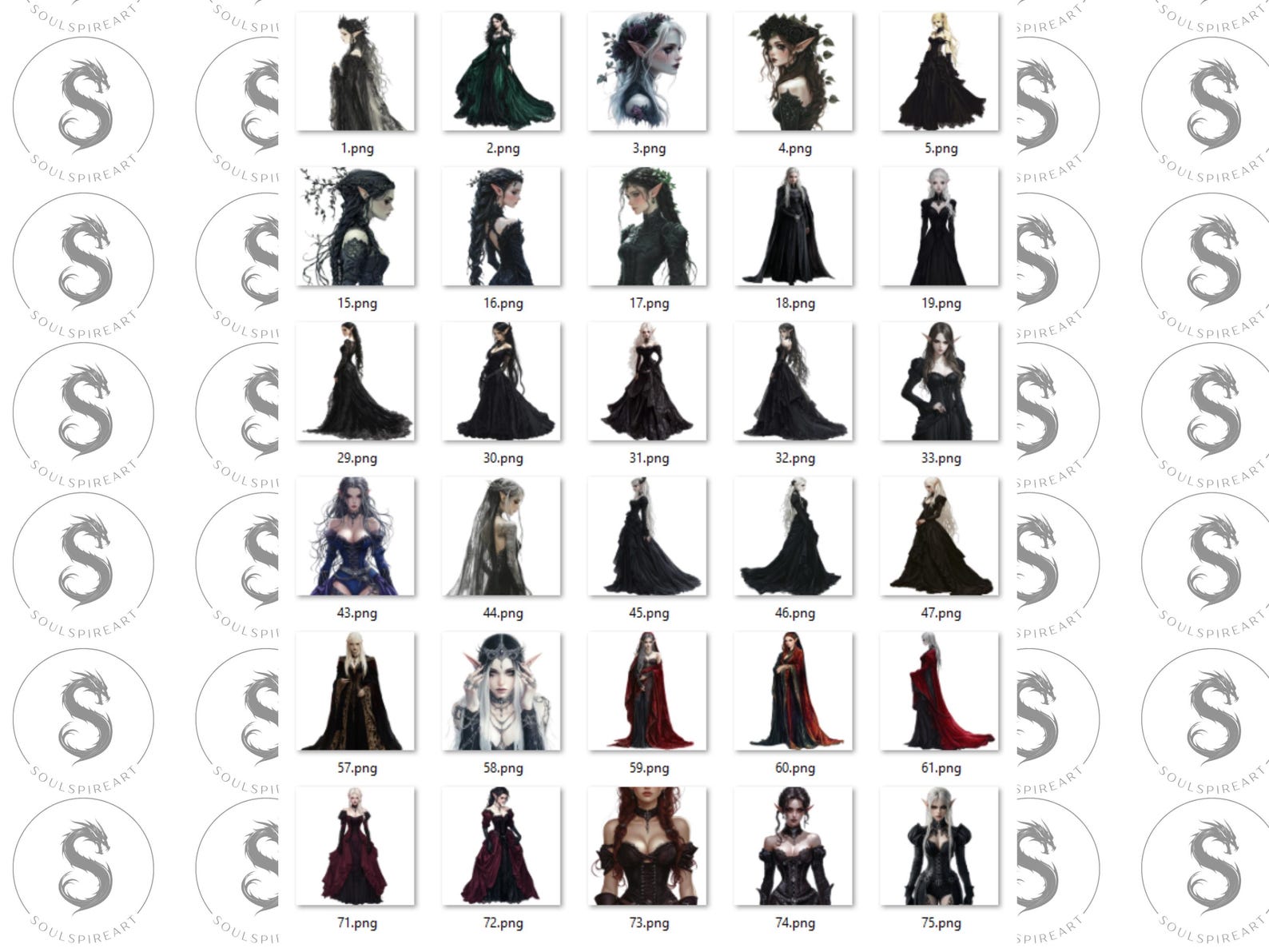 Gothic Elves Clipart Bundle – 77 Dark Fantasy Pngs (digital Download ...