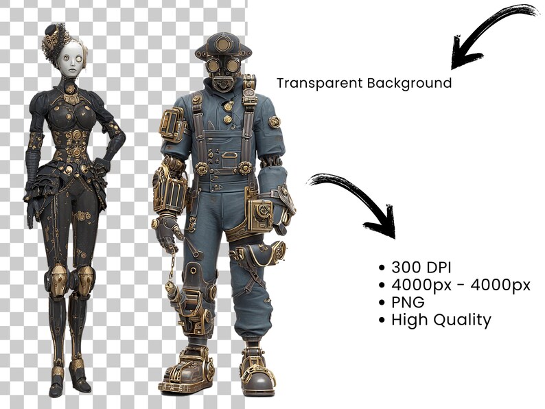 3D Steampunk Character Clipart – 97 Pngs, Game Asset Models (commercial ...