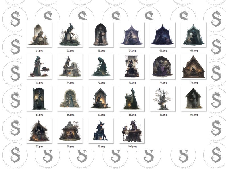 Watercolor Witch Clipart Bundle – Gothic Illustrations (100 Pngs) - Etsy