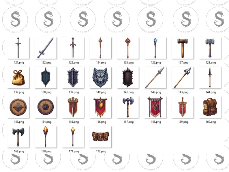 Pixel RPG Game Assets – 172 Fantasy Items Clipart (digital Download) - Etsy