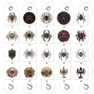 Gothic Spiders Clipart Bundle – 67 Vintage Spider PNG Designs (digital ...