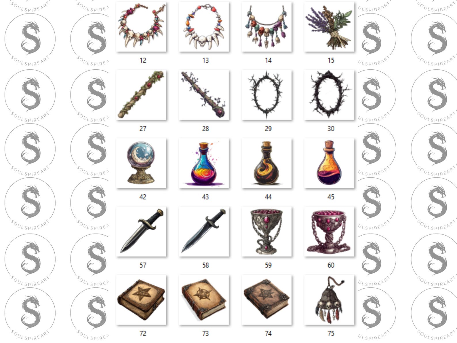 Witchcraft Items Clipart Bundle – 86 Dark Magic Illustrations, Gothic ...