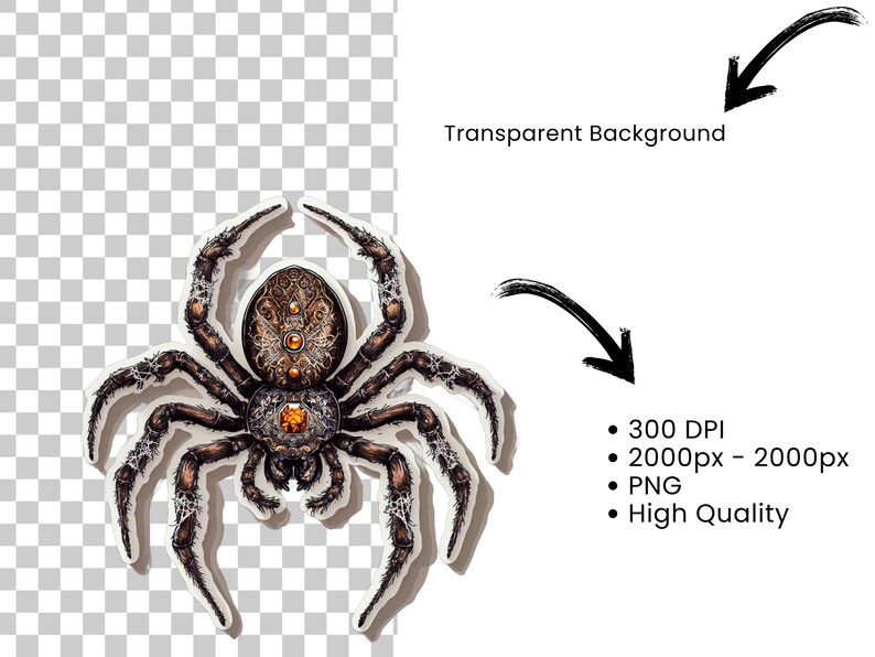 Gothic Spiders Clipart Bundle – 67 PNG Sticker Designs, Dark Gothic ...