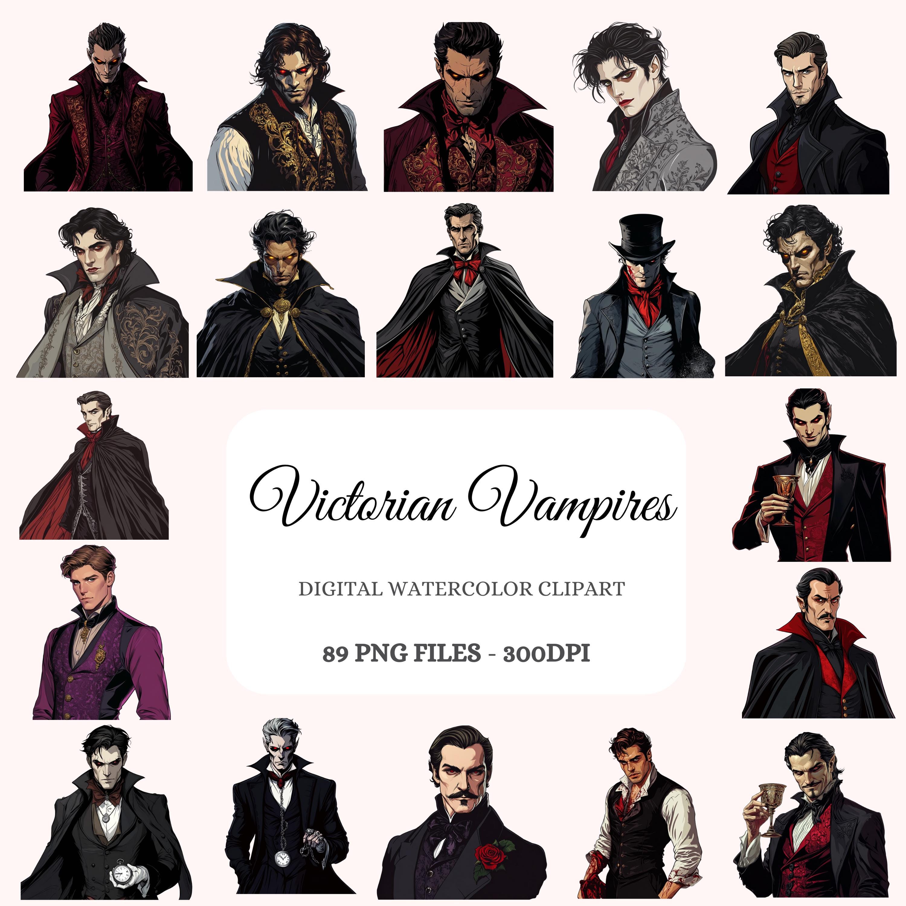 Victorian Vampires Watercolor Clipart Bundle – 89 Gothic Vampire ...