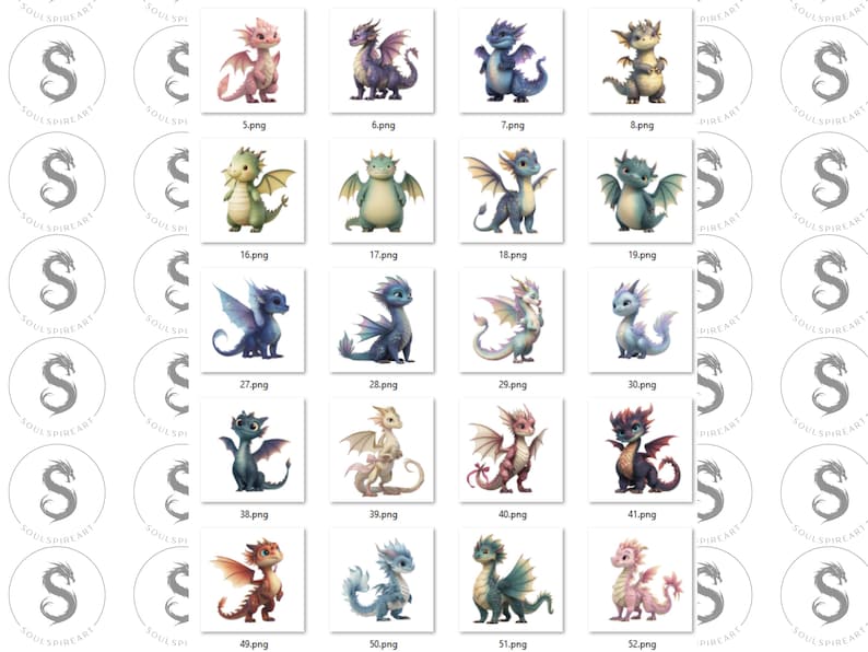 Cute Cartoon Dragons Watercolor Clipart Bundle – Adorable Dragon PNG ...