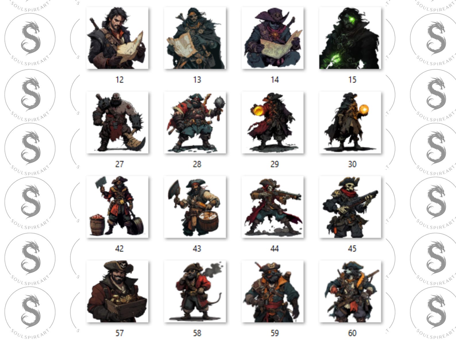 Raider Pirates Watercolor Clipart Bundle – 71 Dark Pirate Illustrations ...