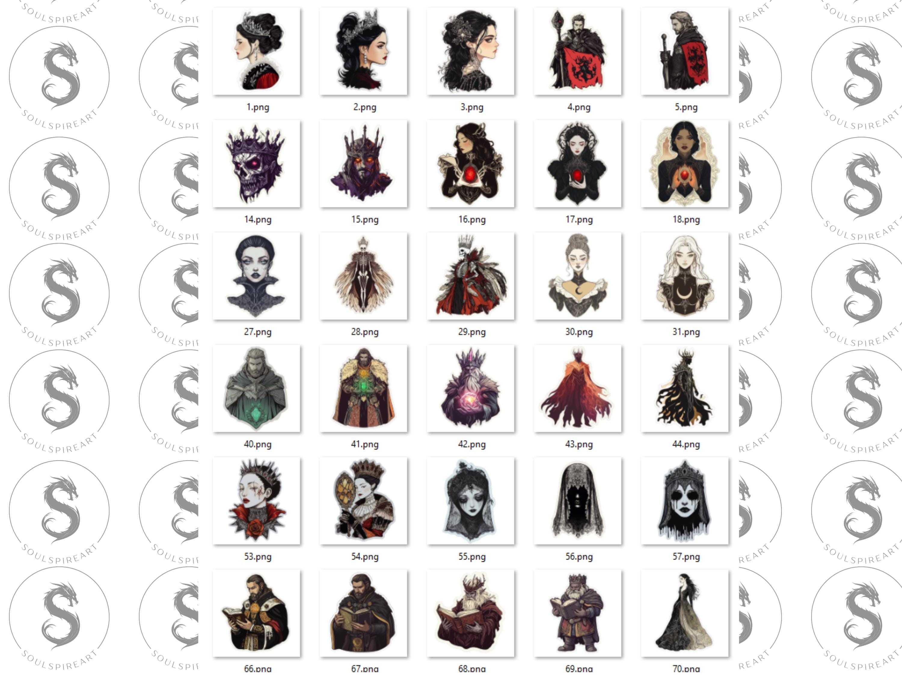 Gothic Royalty Clipart Bundle - 78 Sticker Designs of Dark Kings ...