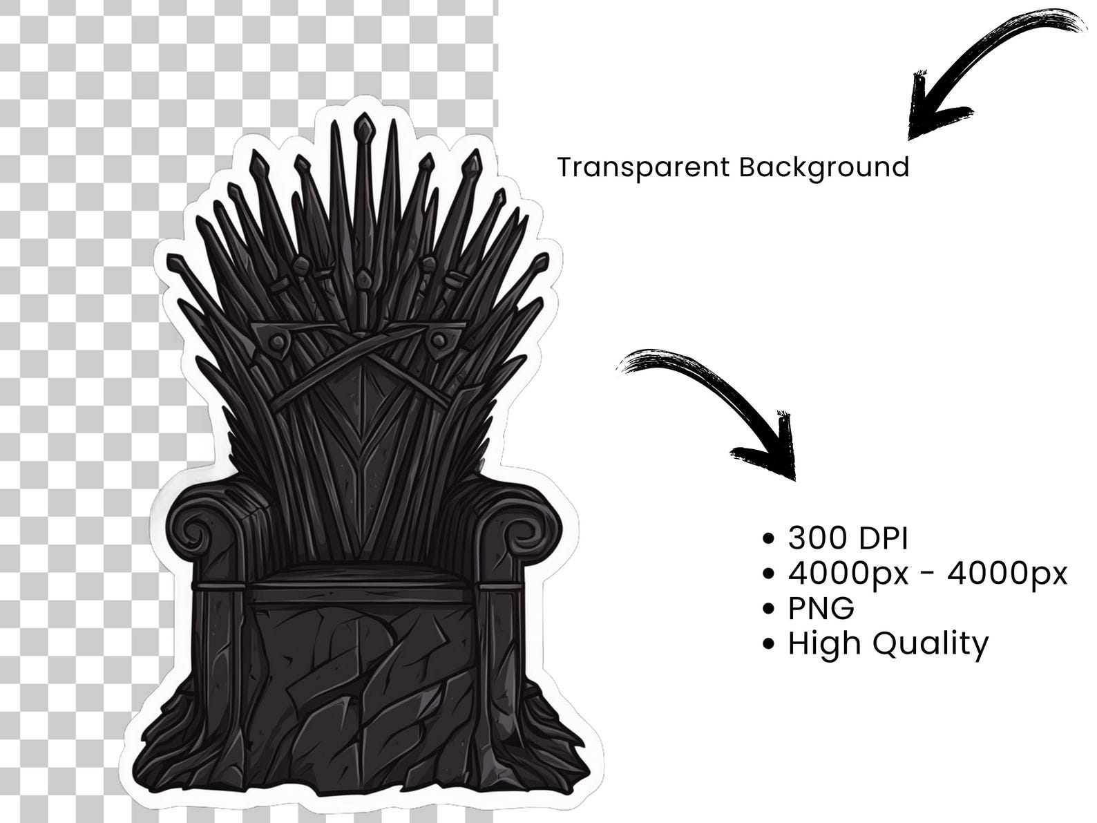 Throne Stickers Clipart Bundle – 129 Pngs of Gothic, Royal & Fantasy ...