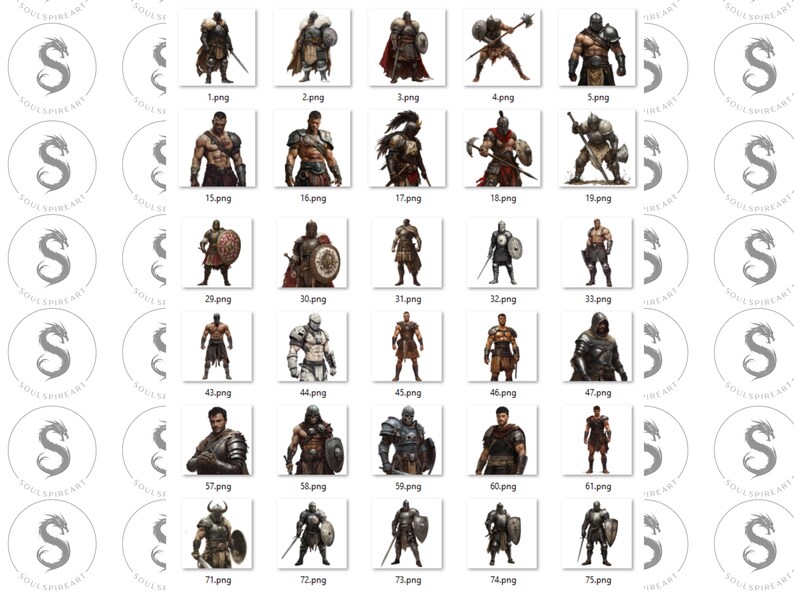Medieval Gladiators Clipart Bundle – Fantasy Warriors, Arena Combat (77 ...