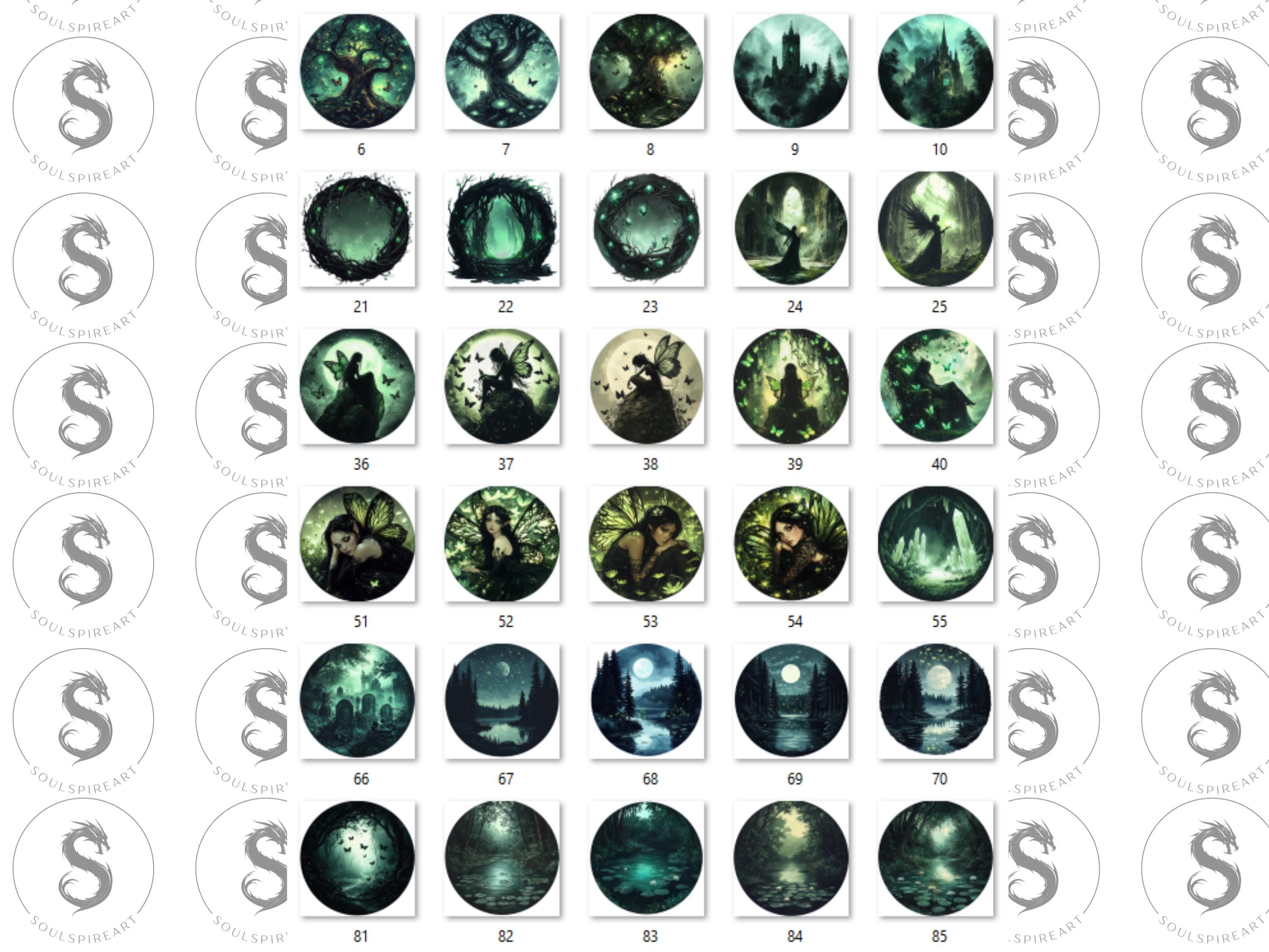 Dark Fairy Core Watercolor Clipart Bundle – 89 PNG Illustrations ...