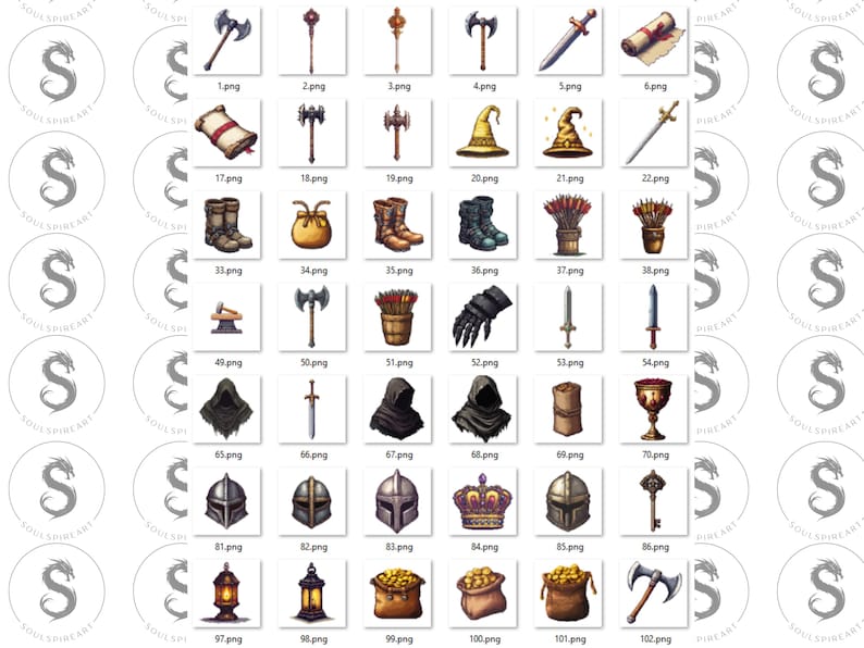 Pixel RPG Game Assets – 172 Fantasy Items Clipart (digital Download) - Etsy