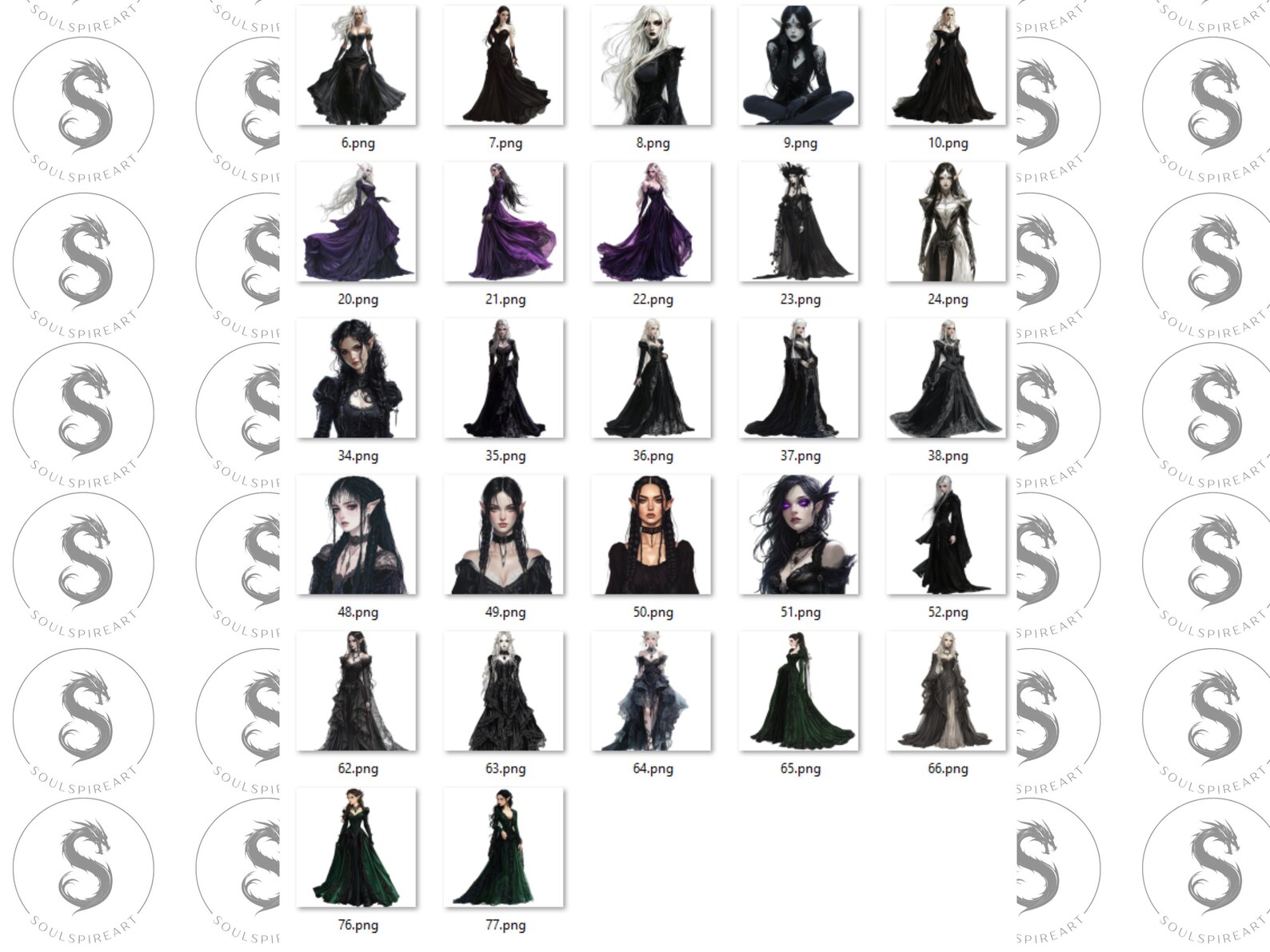 Gothic Elves Clipart Bundle – 77 Dark Fantasy Pngs (digital Download ...