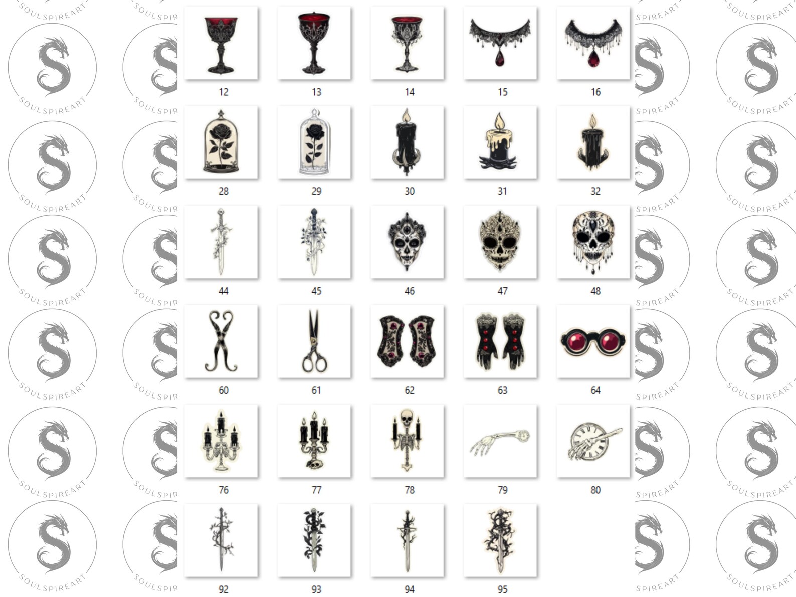 Gothic Core Clipart Bundle – 95 Dark Aesthetic Sticker Designs, High ...