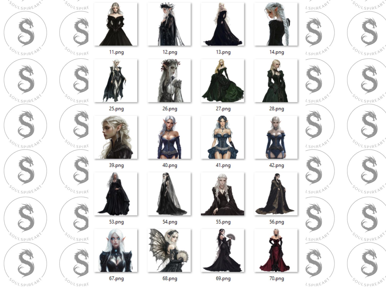 Gothic Elves Clipart Bundle – 77 Dark Fantasy Pngs (digital Download ...
