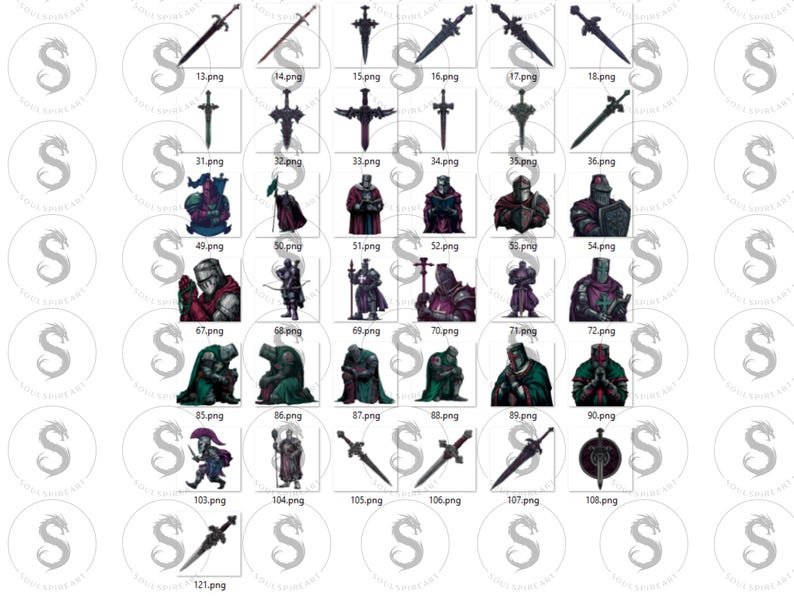 Gothic Templar Knights Clipart, Medieval Sword PNG Bundle, Printable ...