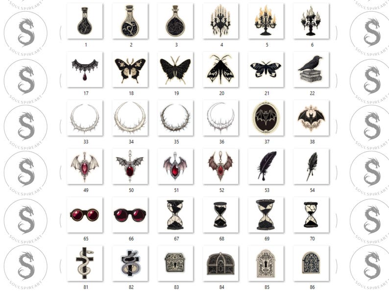 Gothic Core Clipart Bundle – 95 Dark Aesthetic Sticker Designs, High ...