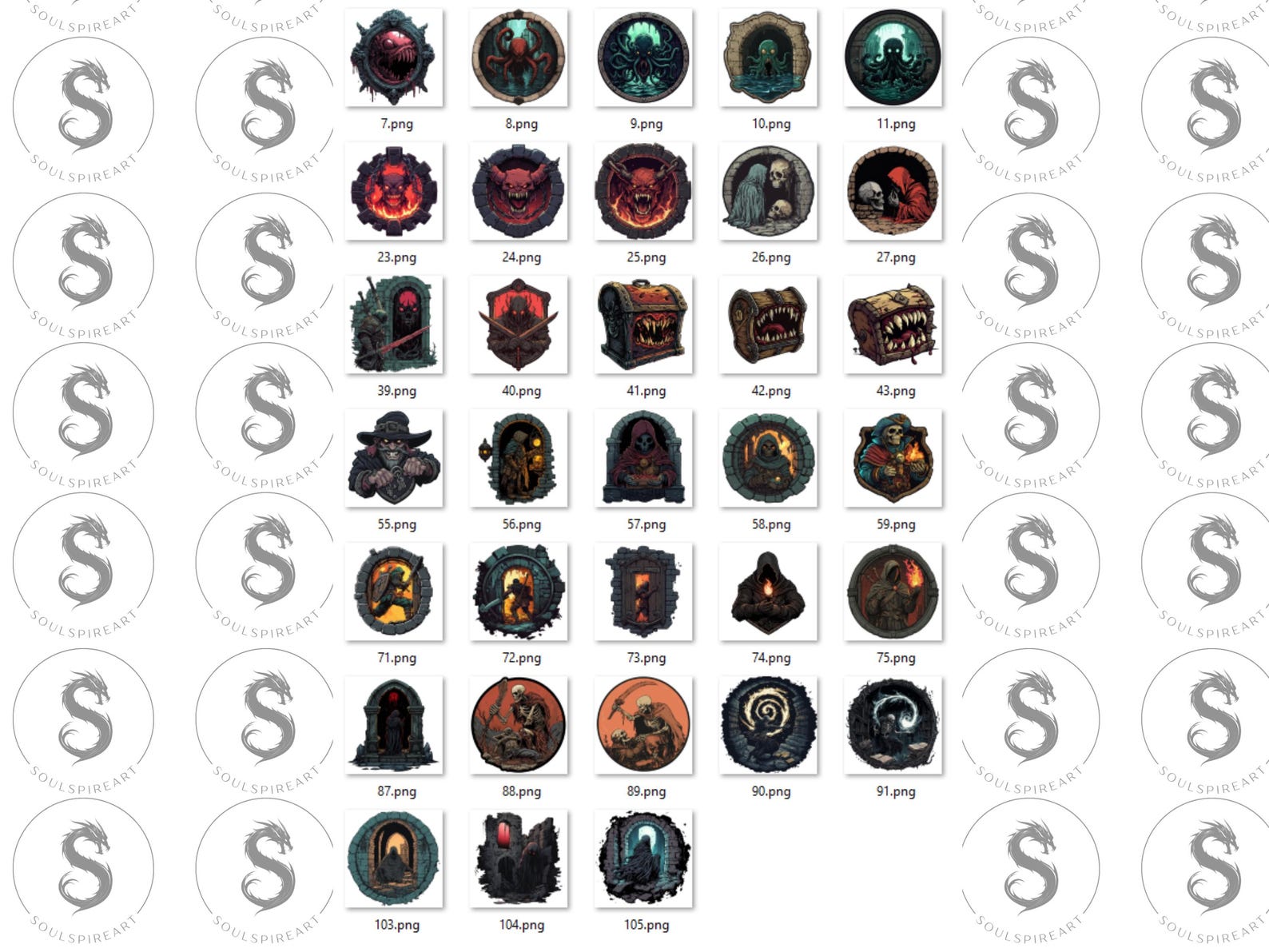 Dungeon Badges Watercolor Clipart Bundle – 105 Images, Fantasy Dungeon ...