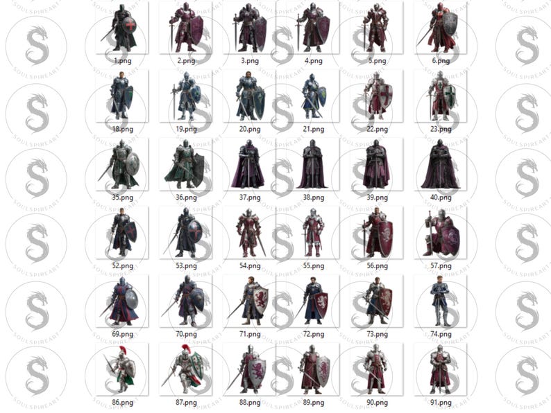 Realistic Knights Clipart Bundle | Medieval Warrior Pngs | Digital ...