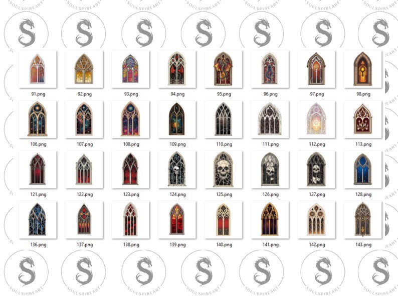 Gothic Window Stickers Clipart Bundle – Gothic Architecture, Glass ...