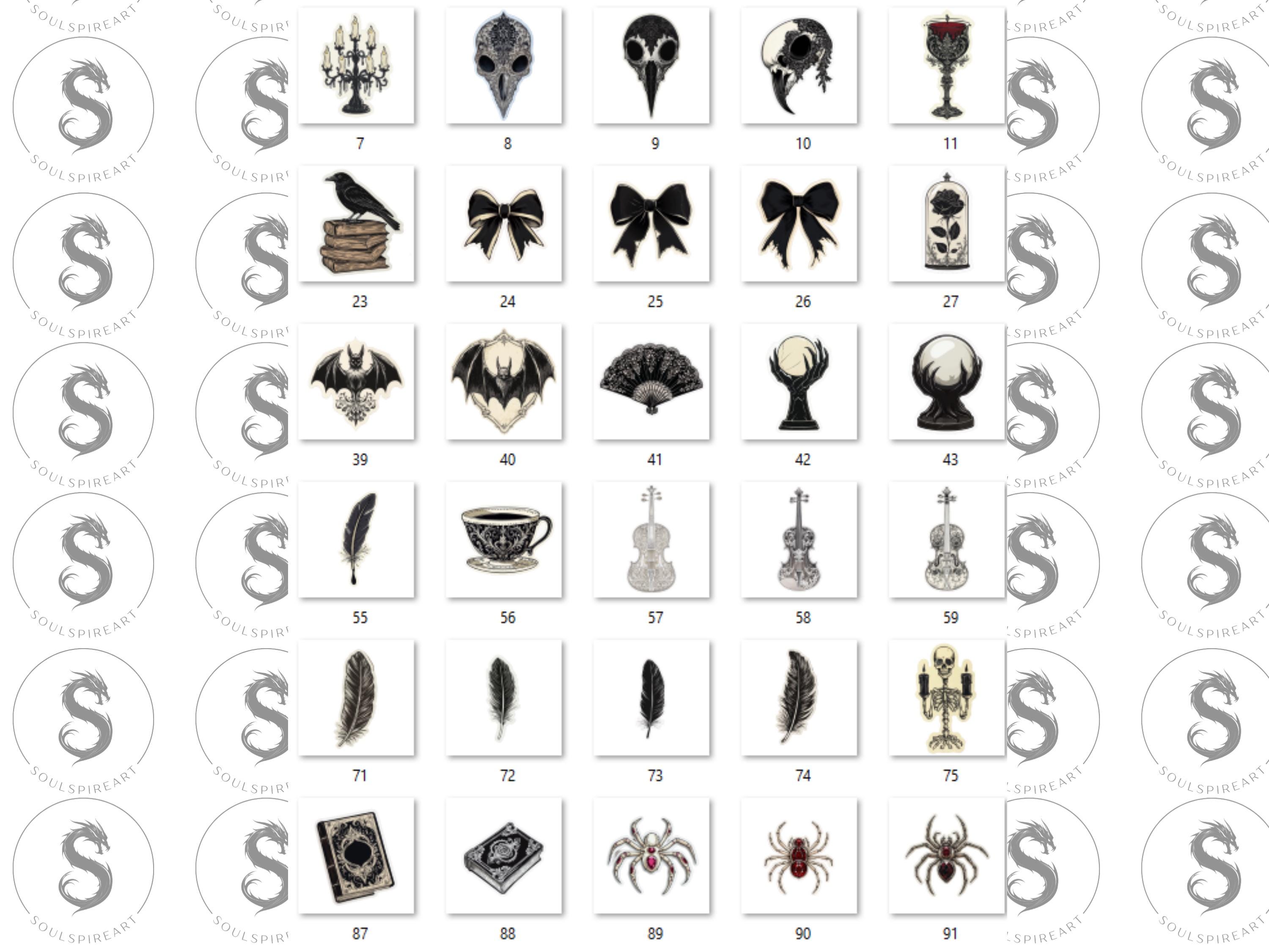 Gothic Core Clipart Bundle – 95 Dark Aesthetic Sticker Designs, High ...