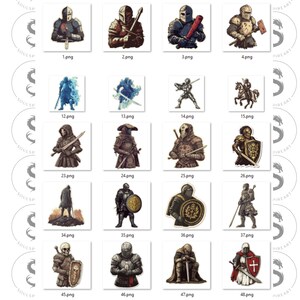 Vintage Knights Clipart Bundle – 52 Medieval Warriors Sticker Designs ...