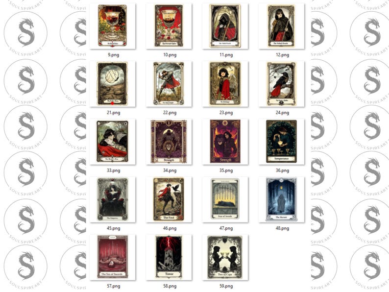 Gothic Tarot Cards V2 Clipart Bundle - 59 Dark Gothic Tarot ...